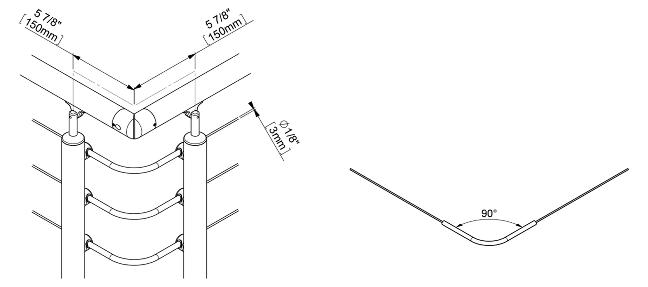 Prova Cable Railing Corners (8-Pack) | Staircase & Railing Store ...